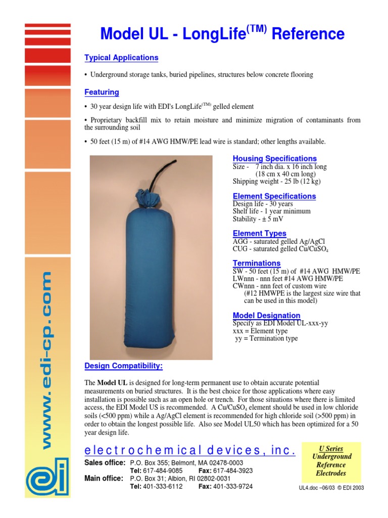 Model Ul - Longlife Reference: Electrochemical Devices, Inc | PDF