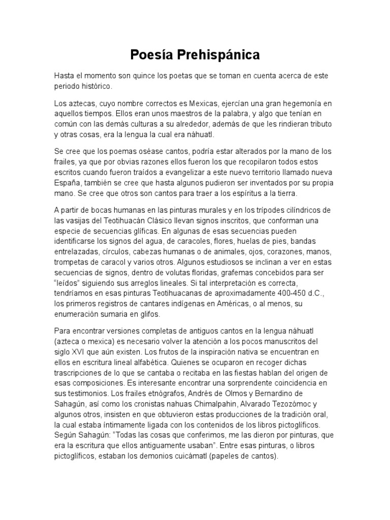 Poesía Prehispánica | PDF | Náhuatl | azteca
