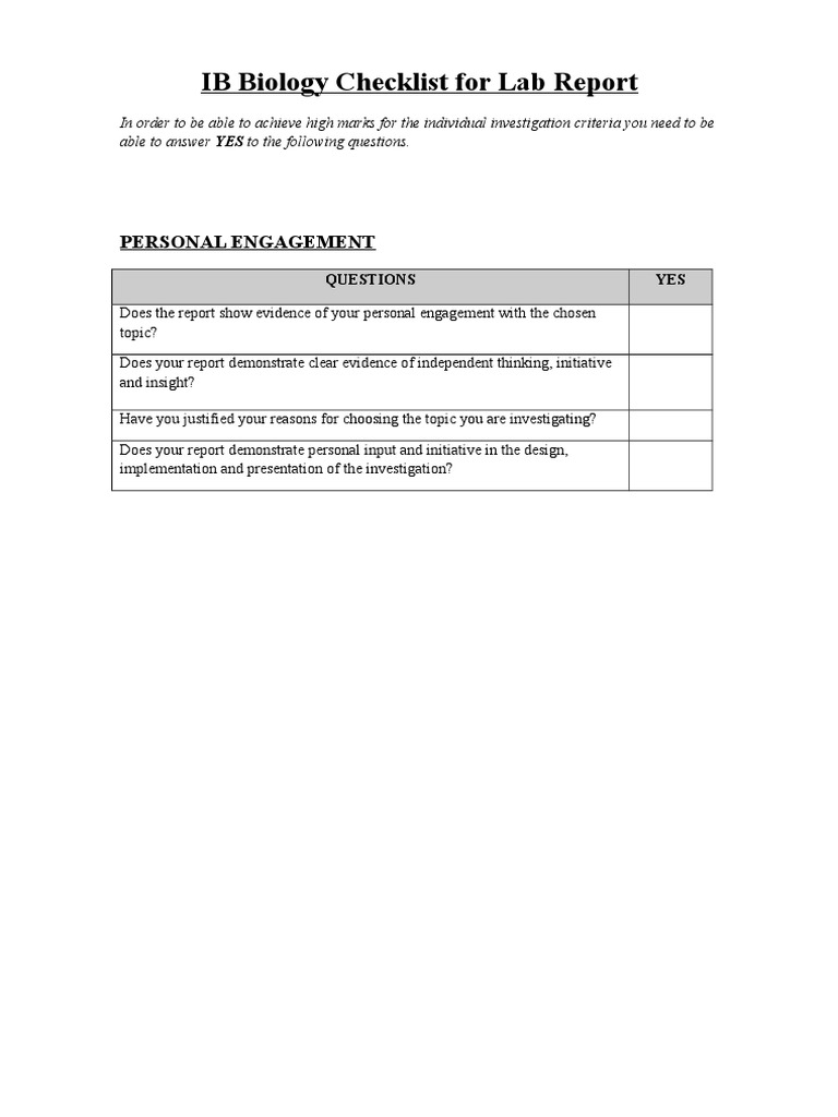 IA Checklist for Lab Report | Experiment | Accuracy And Precision