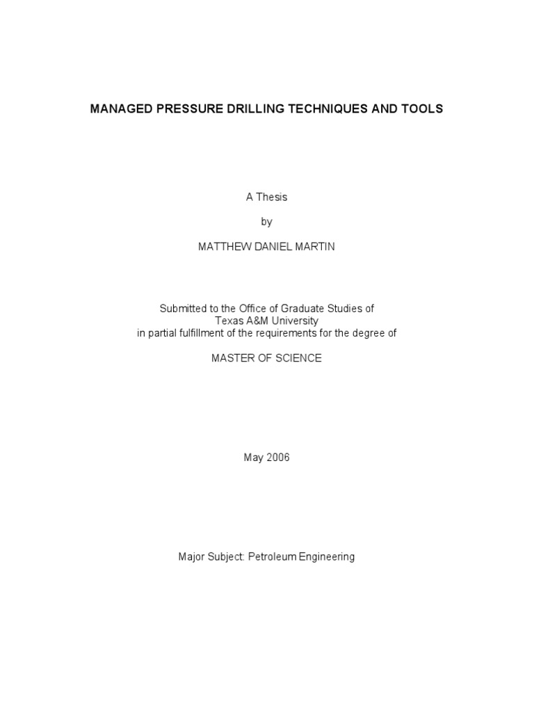 Managed Pressure Drilling Techniques and Tools | PDF | Oil Well ...