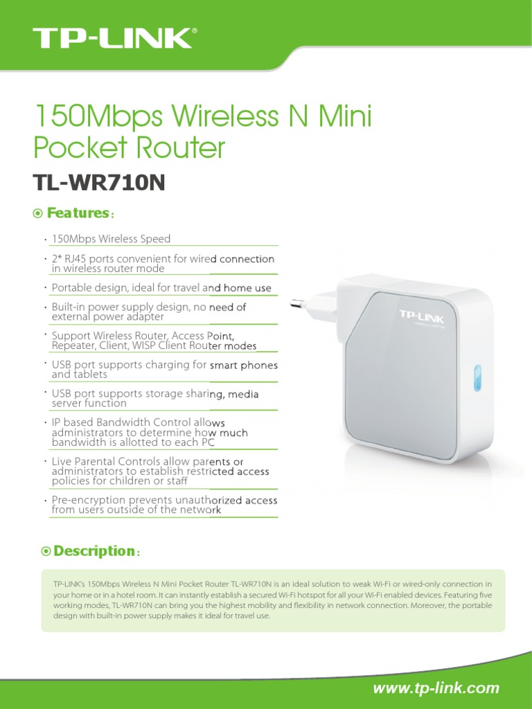 TL-WR710N V1 Datasheet | PDF | Wi Fi | Networking Standards