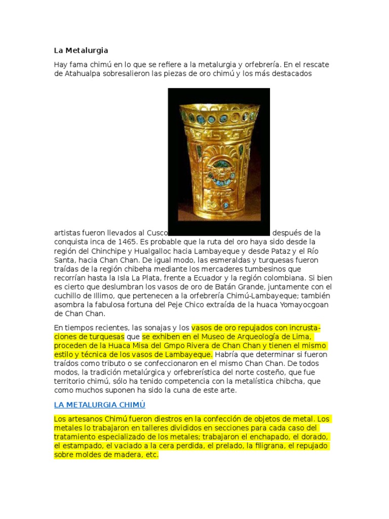 Metalurgia Chimu | Imperio Inca | Metalurgia