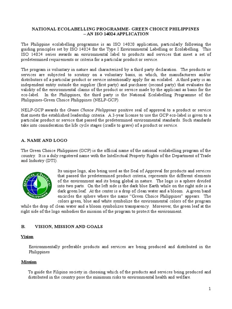 National Ecolabelling Programme of The Philippines-Green Choice ...