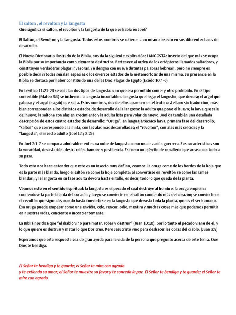 Significado del Salton y Revolton en la Biblia | PDF | Larva | Insectos