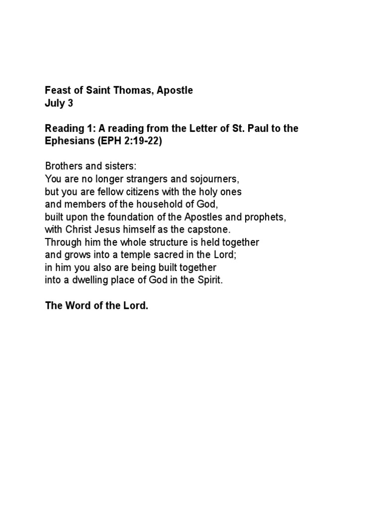 Feast of Saint Thomas | PDF