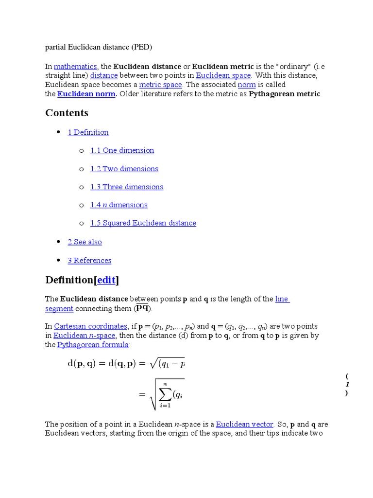 Partial Euclidean Distance | Download Free PDF | Euclidean Space | Distance