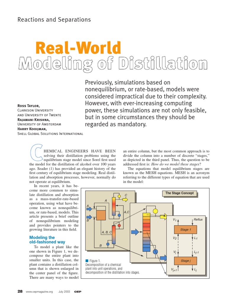 Nonequilibrium Modeling in Distillation | PDF | Teaching Methods ...