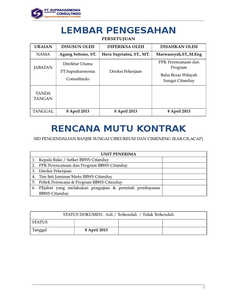 Rencana Mutu Kontrak (RMK) - Citanduy | PDF | Komputer