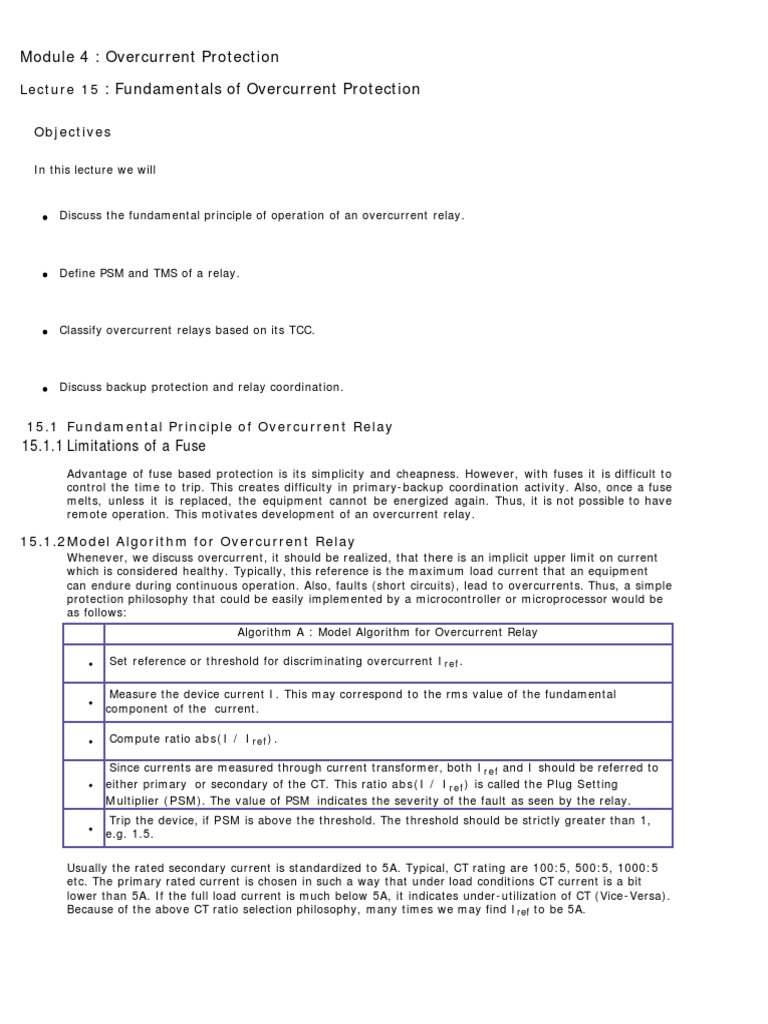 Overcurrent Protection | PDF | Relay | Fuse (Electrical)