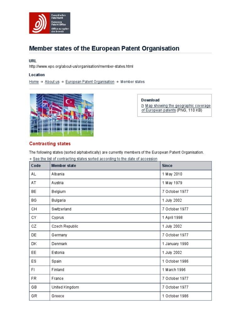 European Patent Organisation Member States | PDF | Europe Travel | Patent