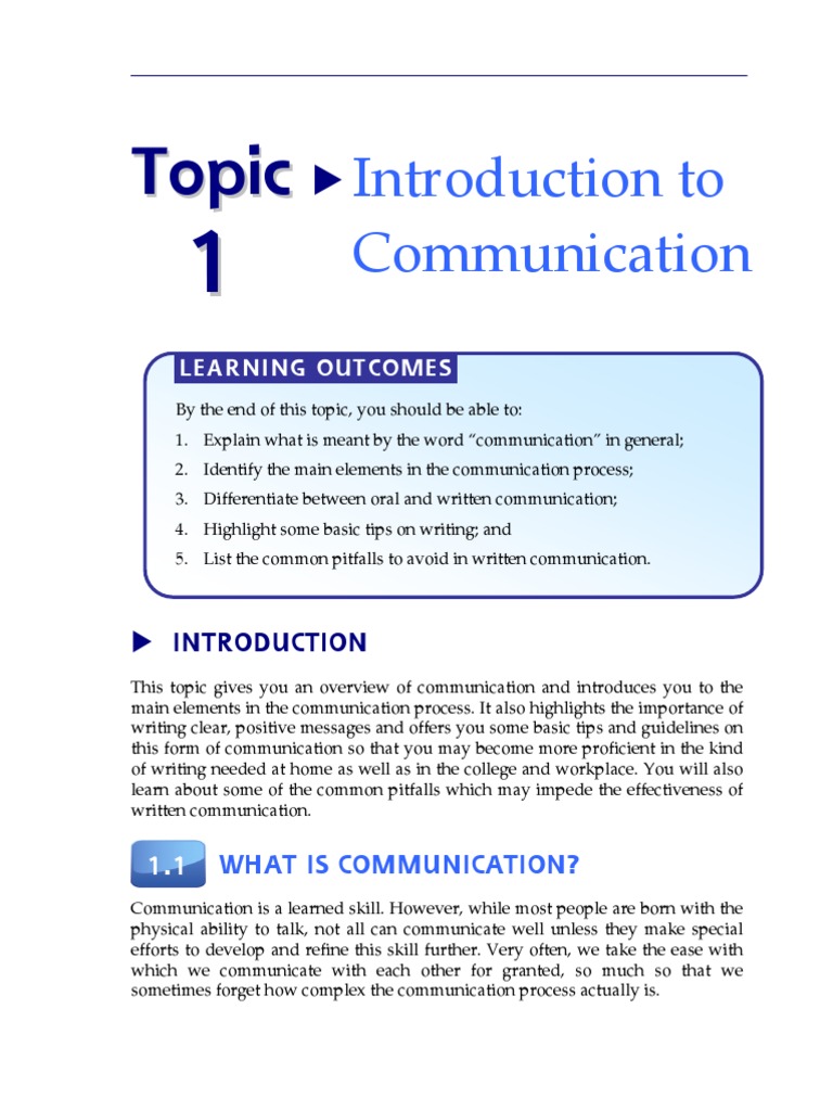 Introduction To Communication | PDF