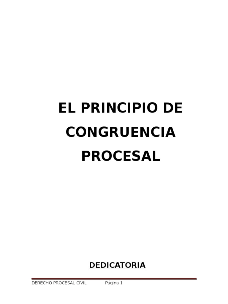 El Principio de congruencia procesal | Ley procesal | Sentencia (Ley) El Principio de congruencia procesal | Ley procesal | Sentencia (Ley)