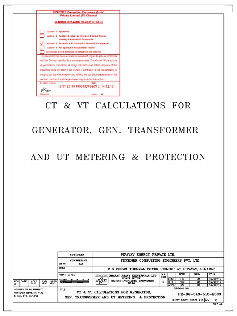 CT VT Calculations r1 | PDF | Transformer | Electrical Components