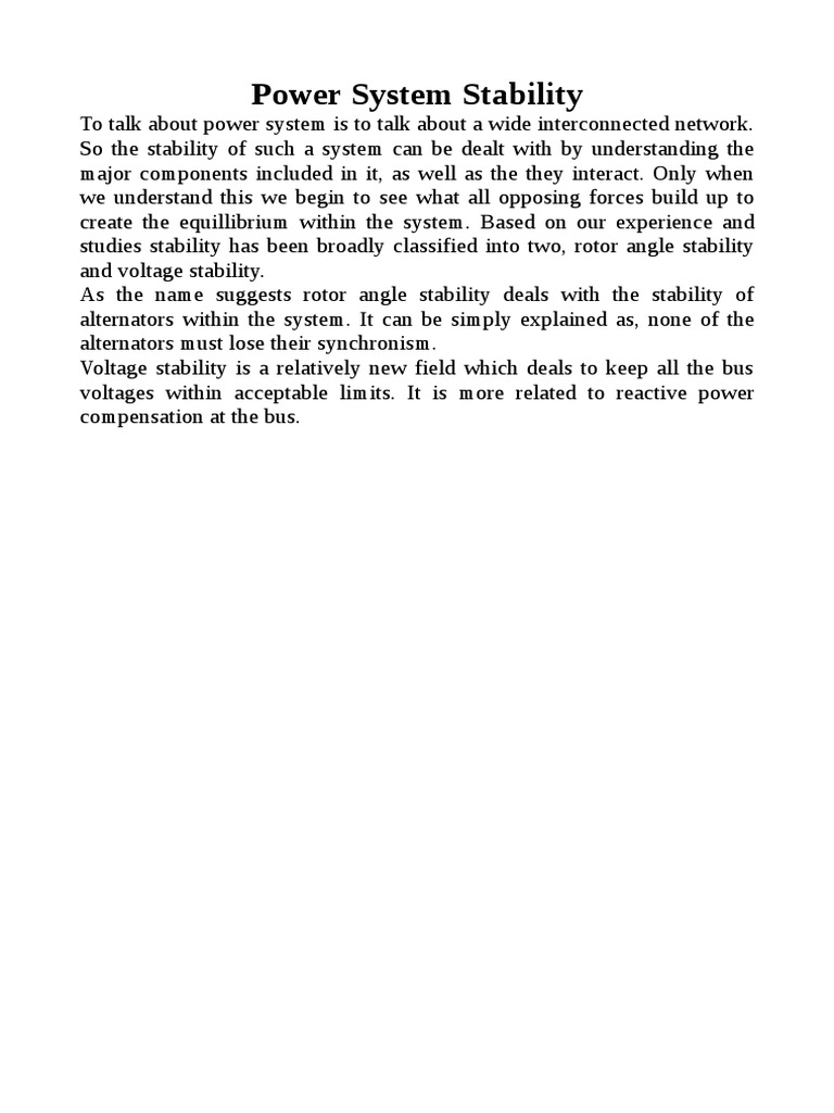 Power System Stability Overview | PDF | Technology & Engineering
