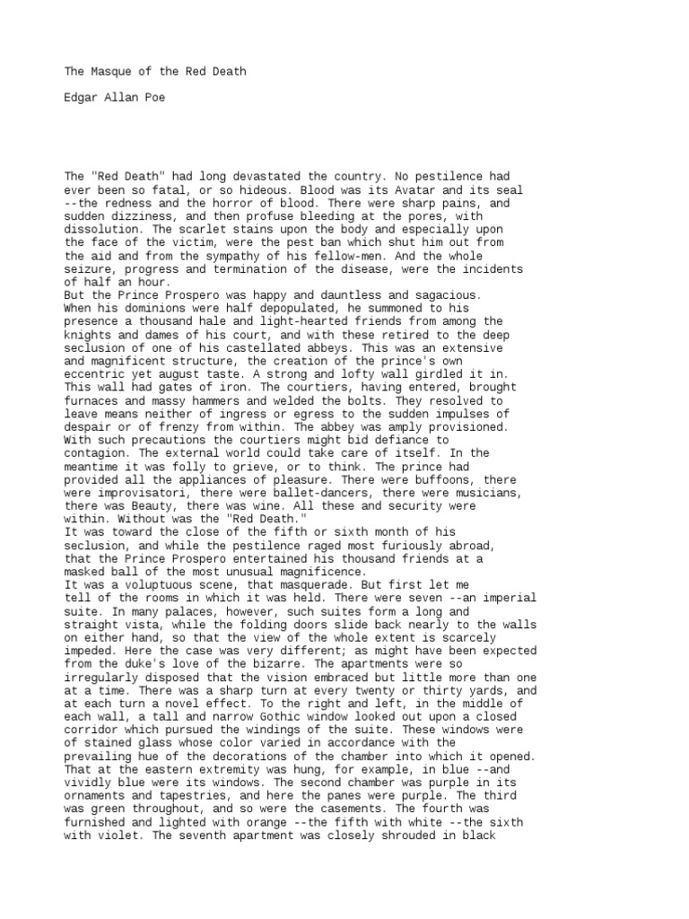 Edgar Allan Poe - Masque of The Red Death, The | PDF