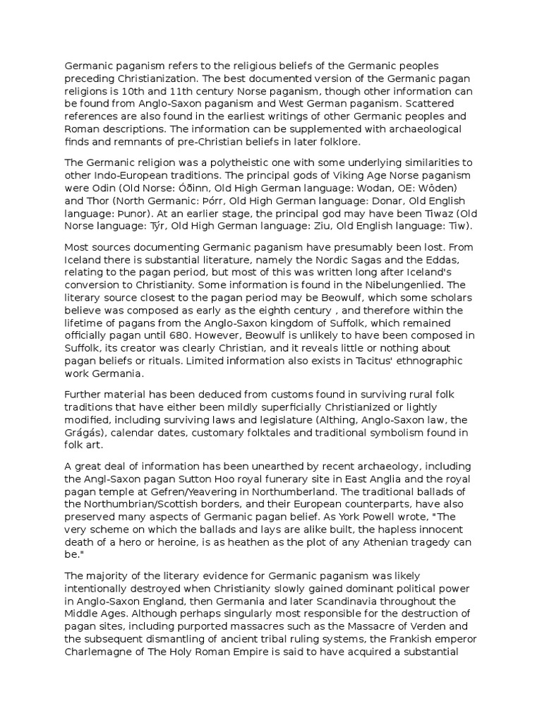 Germanic Paganism | PDF | Heathenry (New Religious Movement) | Germanic ...