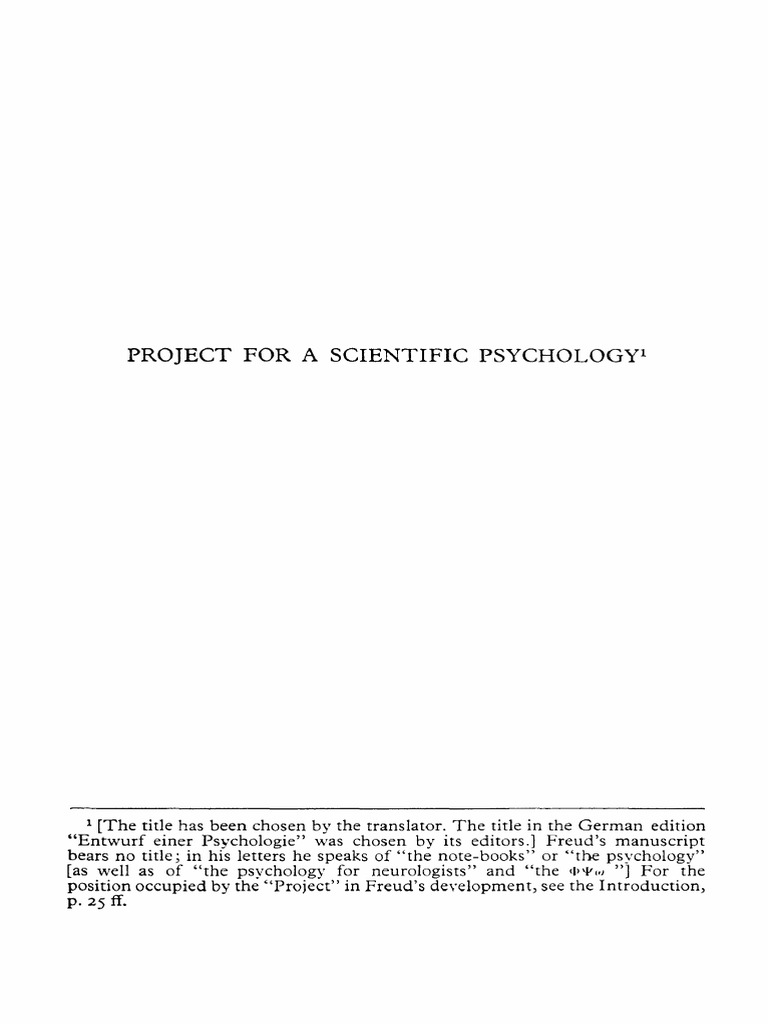 Project For A Scientific Psychology | PDF | Sigmund Freud | Consciousness