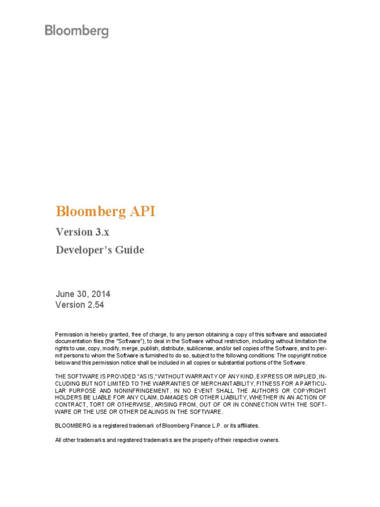 Blpapi Developers Guide 2.54 | PDF | Application Programming Interface | Server (Computing)
