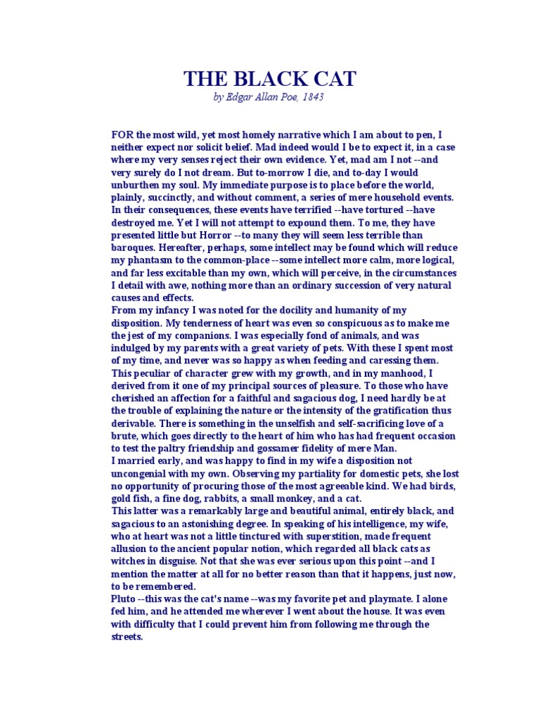 Black Cat Text Poe | PDF | Plaster | Cats