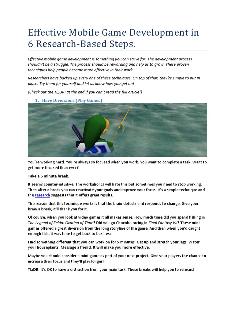 6 Steps for Effective Mobile Game Development | PDF