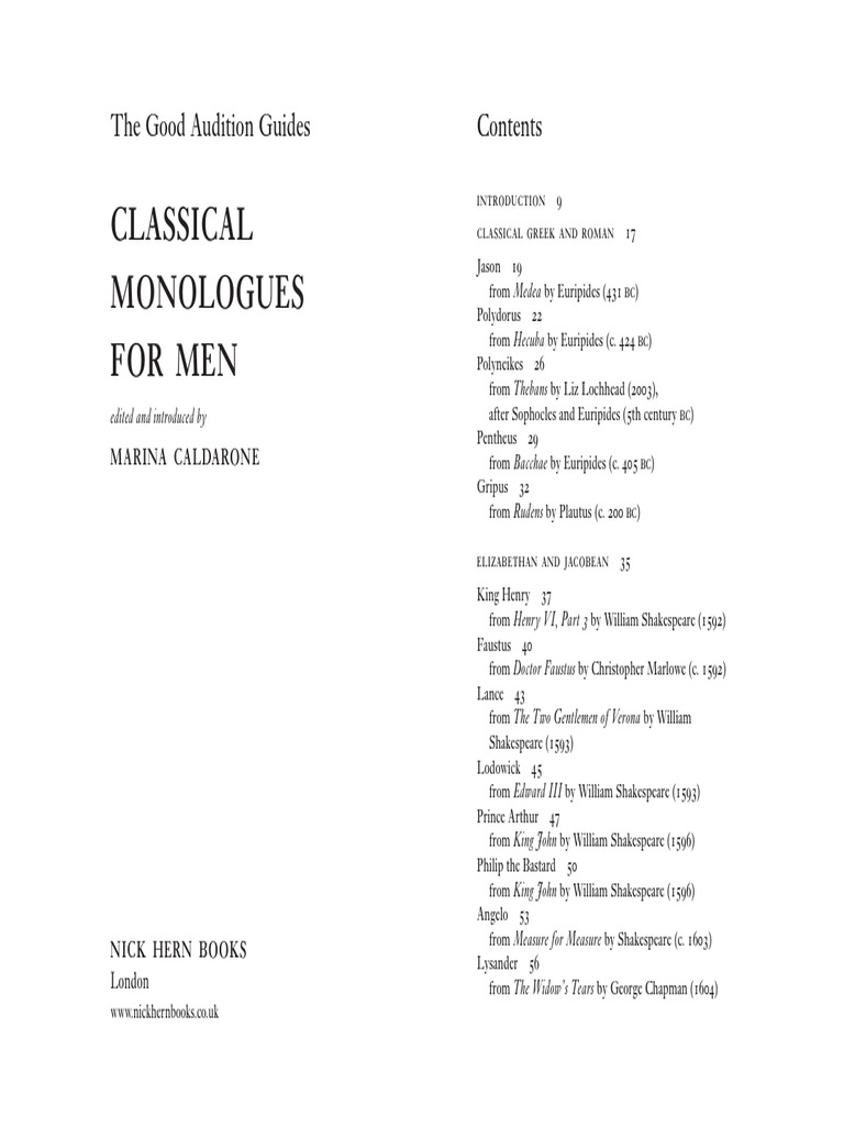 Classical Monologues For Men | PDF