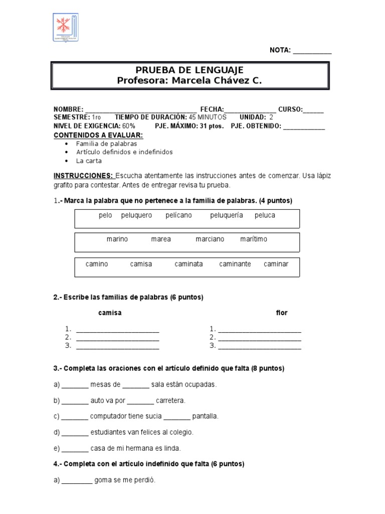Prueba de Ciencias Segundo Básico | PDF
