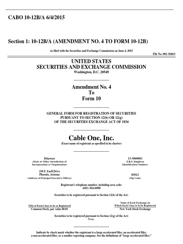 Form 10 v4 | PDF | Stocks | Fiber To The X