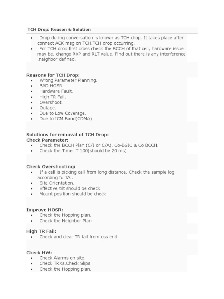 TCH Drop | Download Free PDF | Telecommunications | Electrical Engineering