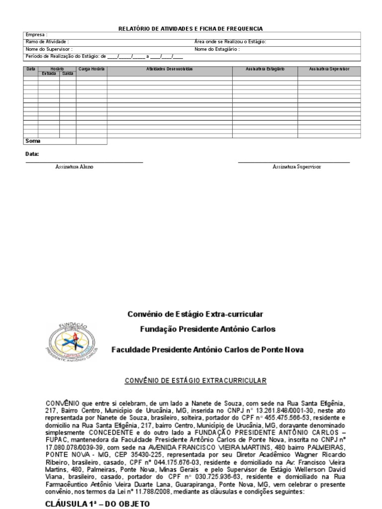 Modelo de Formulário para Estágio Curricular | PDF | Lei das Obrigações ...