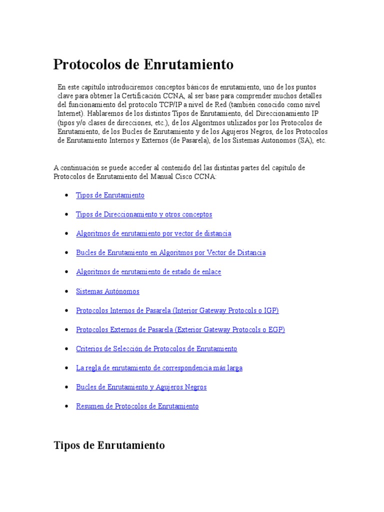 Protocolos de Enrutamiento | PDF | Enrutador (Computación) | Enrutamiento