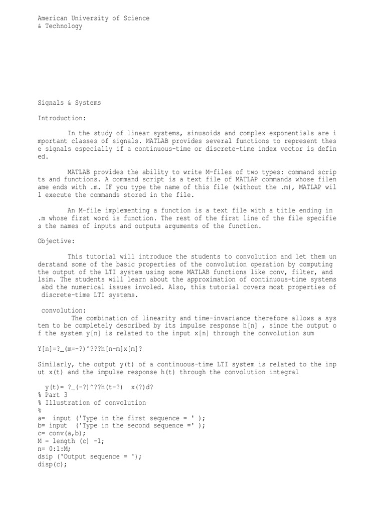 Matlab 4m | PDF | Systems Theory | Signal Processing