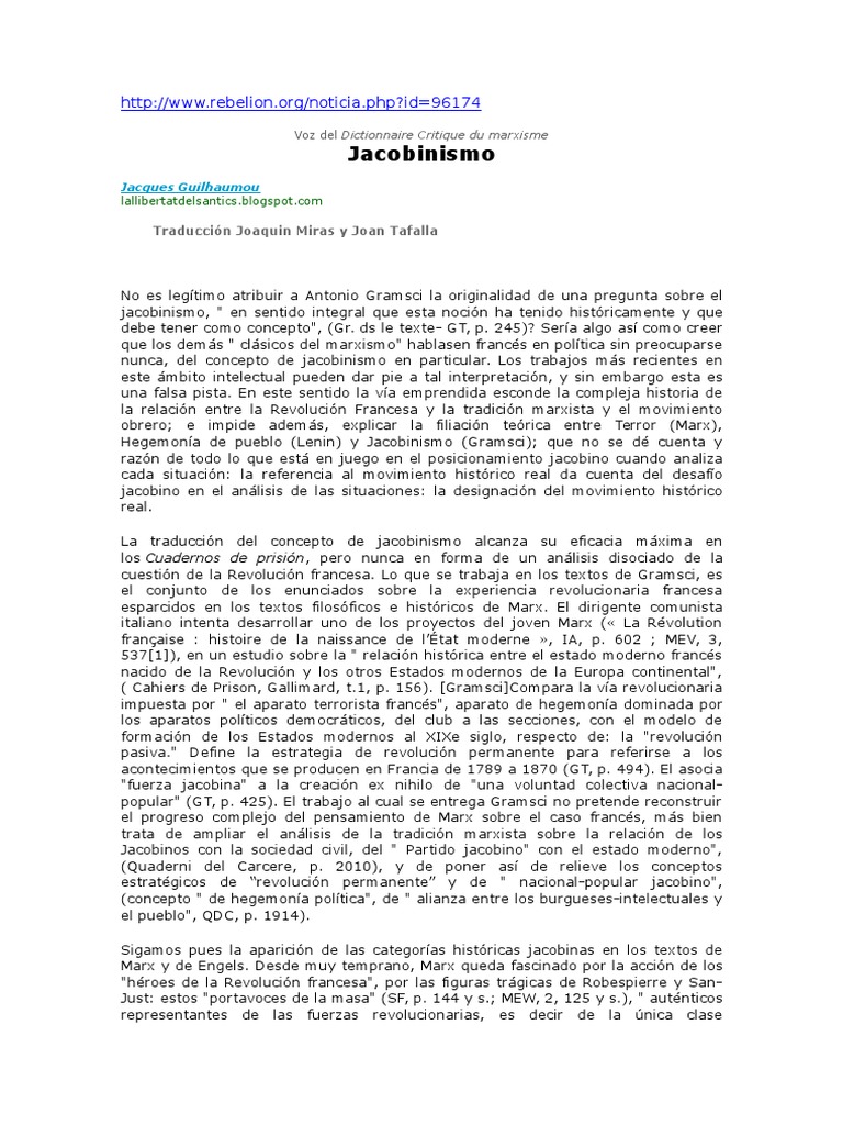 Jacques Guilhaumou. Jacobinismo | PDF | marxismo | Antonio Gramsci