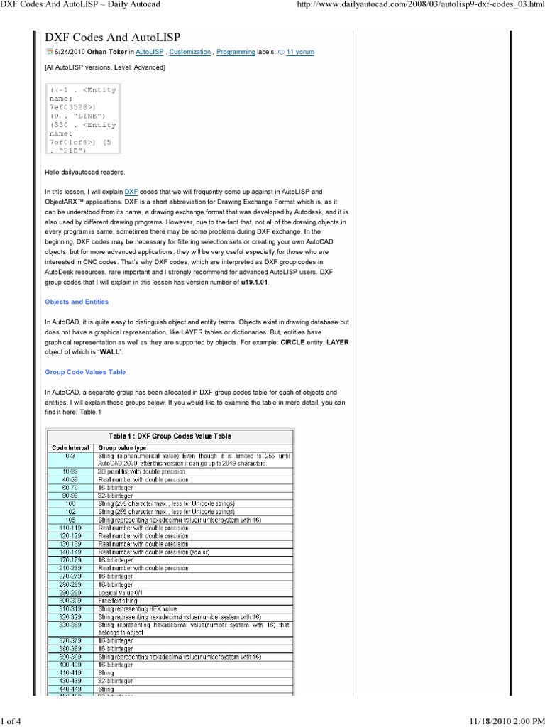 DXF Codes and AutoLISP Da | PDF | Auto Cad | Computer Programming