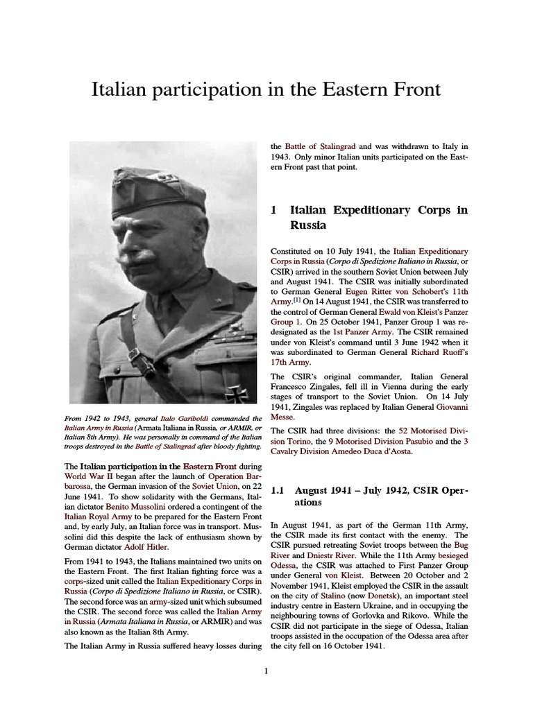 (Wiki) Italian Participation in The Eastern Front | PDF | Military ...