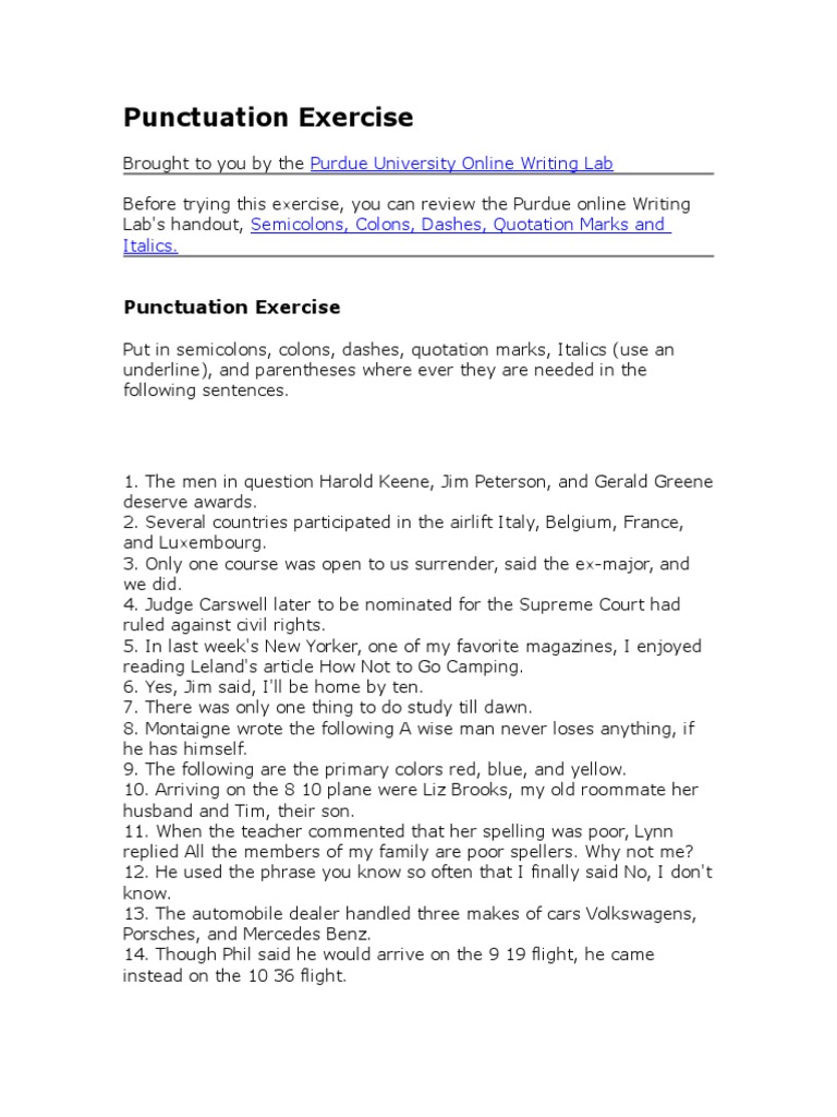 Punctuation Exercise | Comma | Punctuation