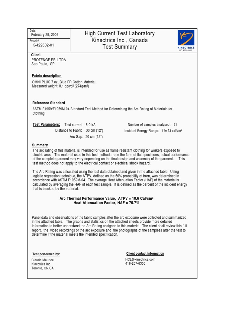 Flame Retardant Test Fabrics | PDF | Electric Arc | Exposure (Photography)