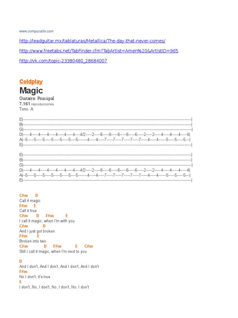 Coldplay Guitar Tabs & Chords | PDF