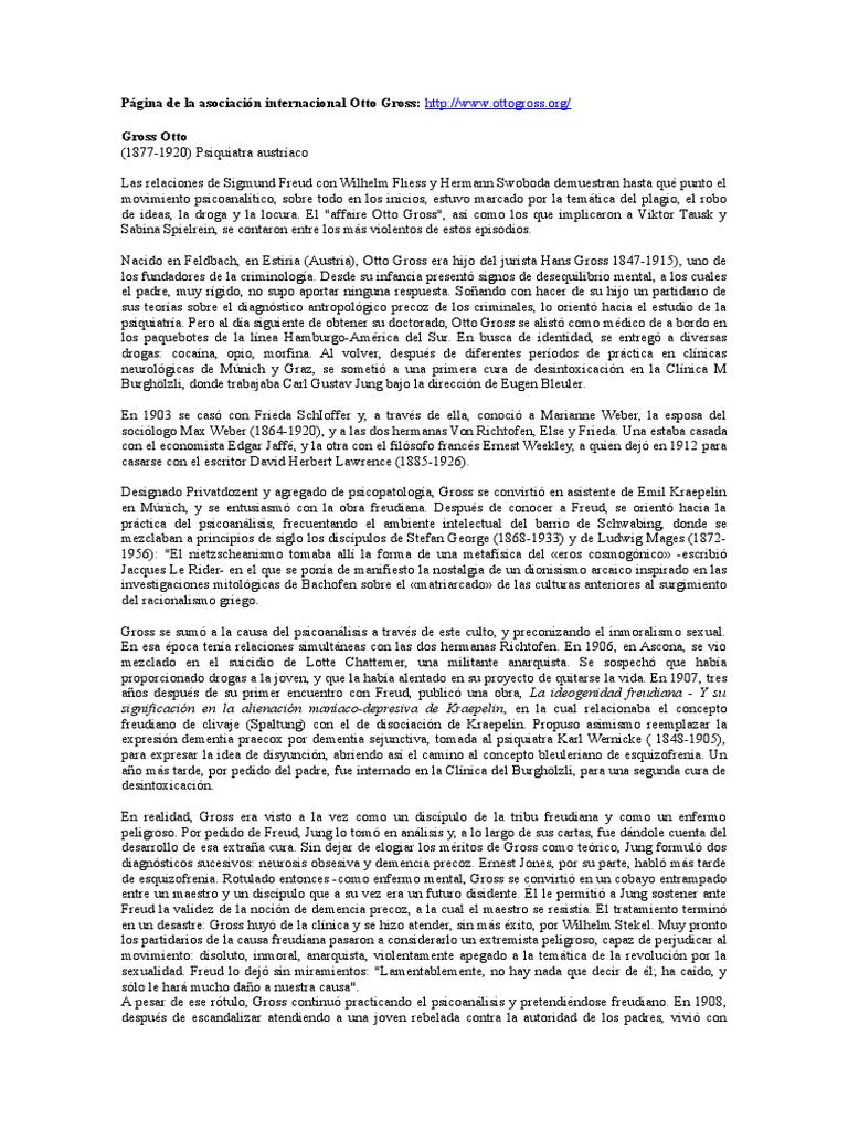 Otto Gross: Psicoanálisis y Anarquismo | PDF | Psicoanálisis | Sigmund ...