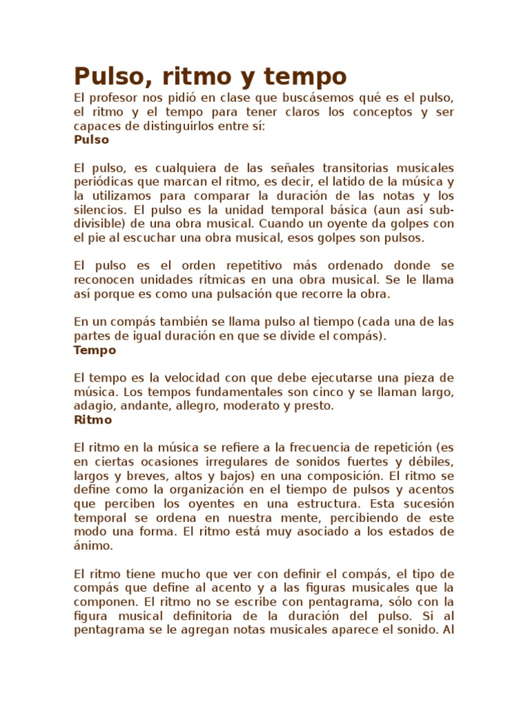 Pulso Tempo y Ritmo | PDF | Ritmo | Tempo