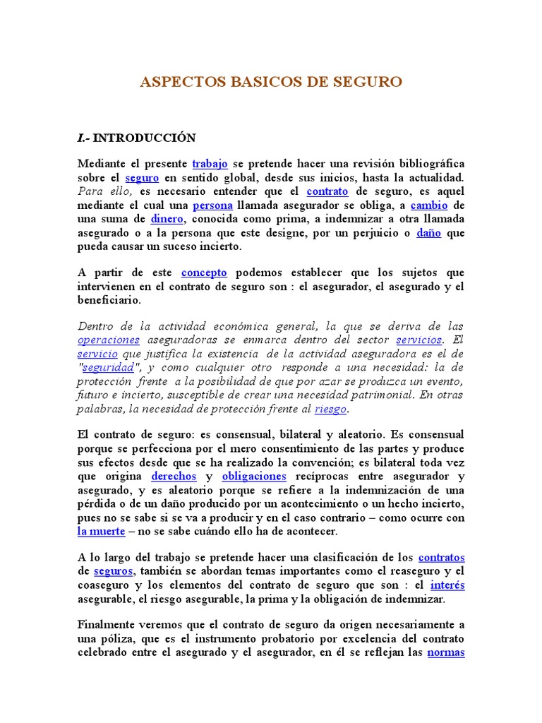 Aspectos Basicos de Seguro | PDF | Póliza de seguros | Seguro