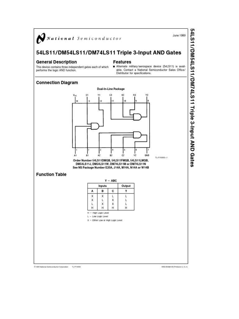 74LS11 | PDF | Semiconductors | Function (Mathematics)