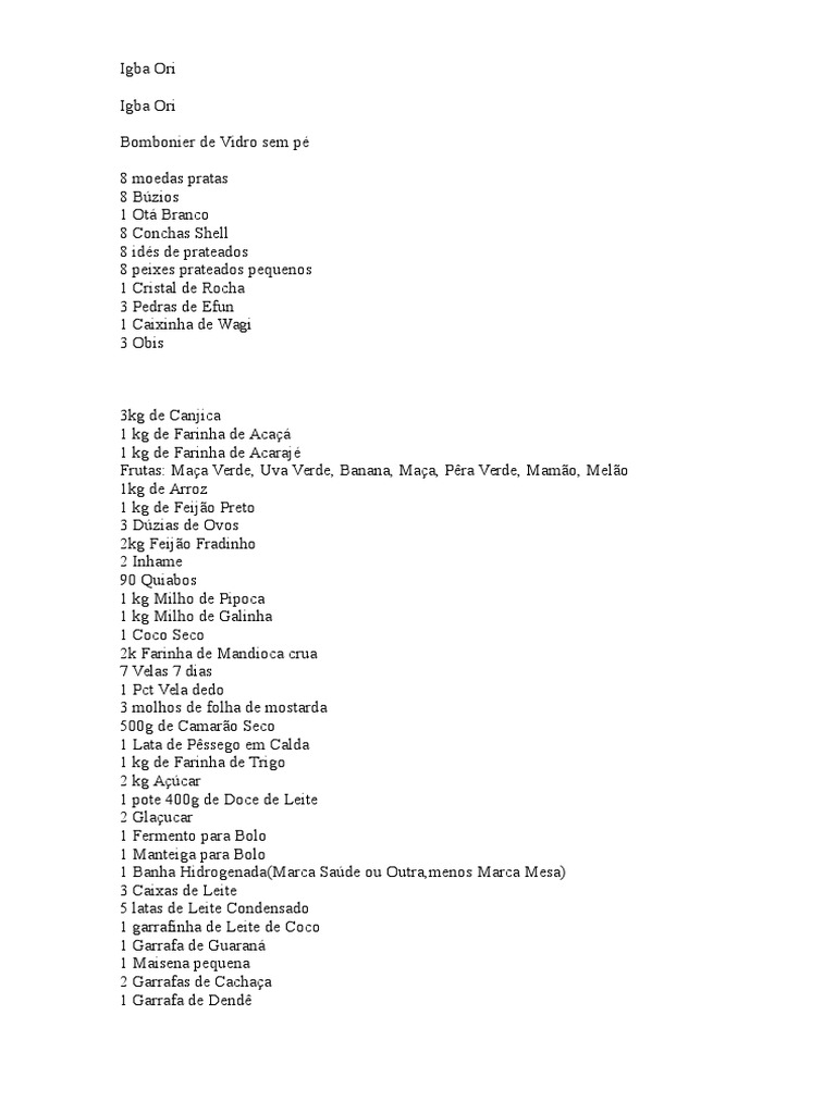 Lista Igba Ori | PDF