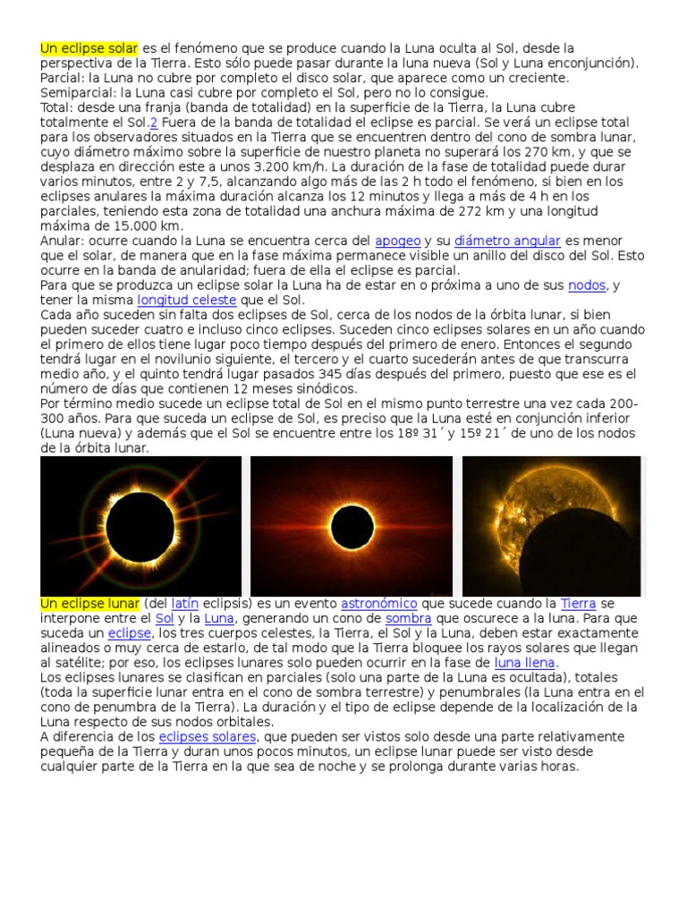 Eclipse Solar y Lunar | PDF | Eclipse | Eclipse solar
