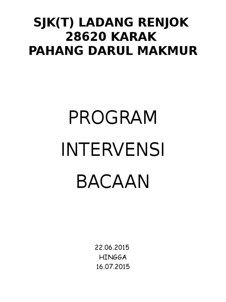 Program Intervensi Bacaan SJK(T) | PDF | Kajian Bahasa Asing | Sains ...