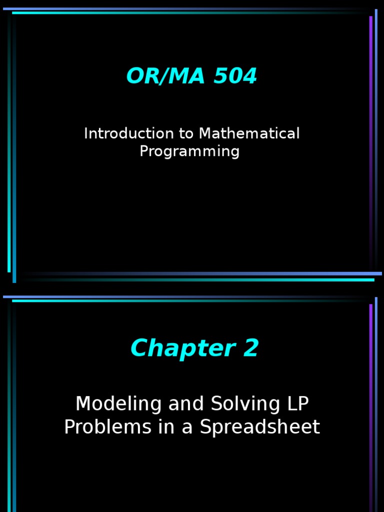 CH 2 Linear Programming in Spreadsheets | PDF | Spreadsheet | Computing ...
