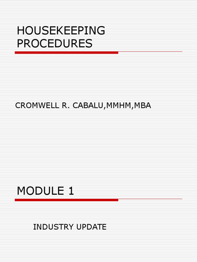 HOUSEKEEPING PROCEDURES.ppt | Nonverbal Communication | Hotel