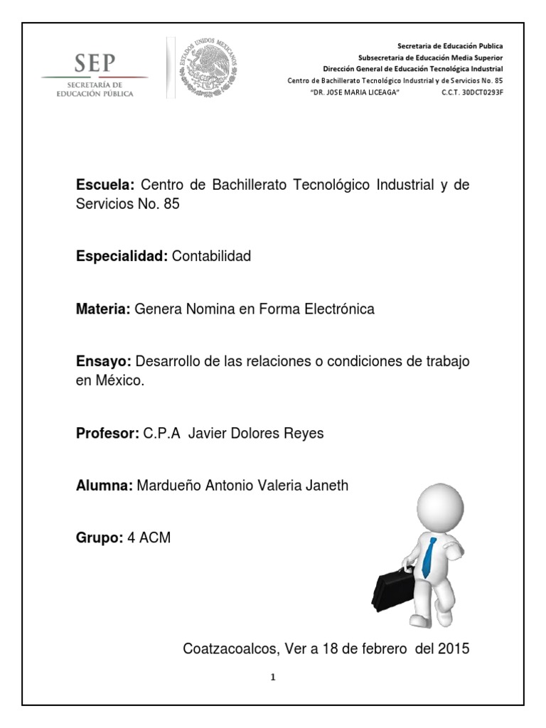 Ensayo Del Desarrollo de Las Condiciones de Trabajo en Mexico | PDF ...