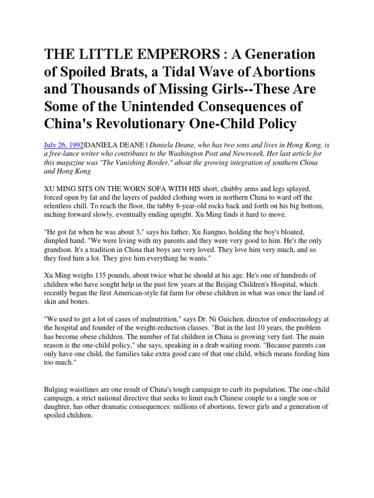 The Little Emperors | PDF | Abortion | Family Planning