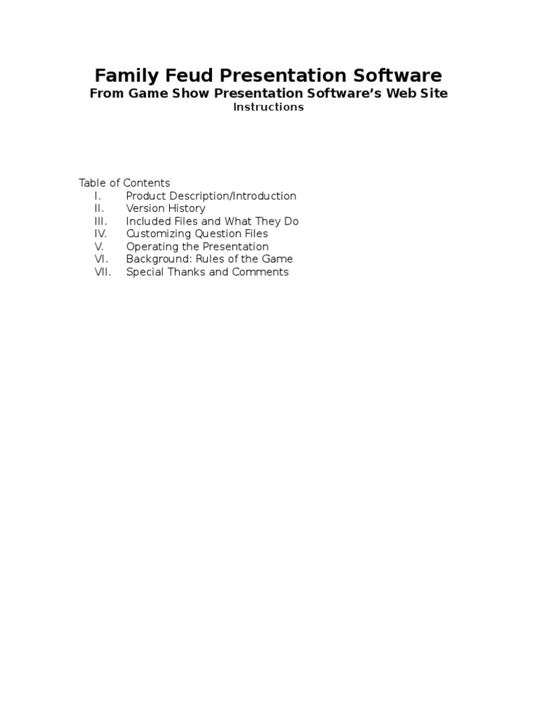 Family Feud Presentation Software Guide | PDF | Text File | Computer File