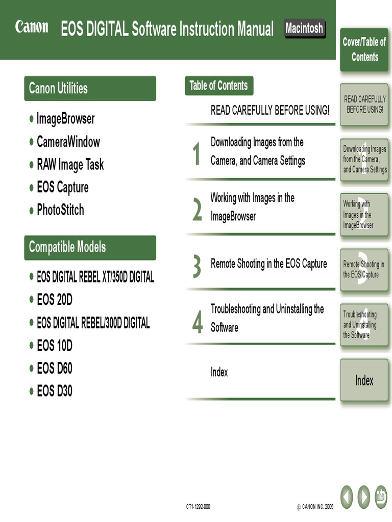 EOS DIGITAL Software Instruction Manual: Canon Utilities | PDF | Raw ...